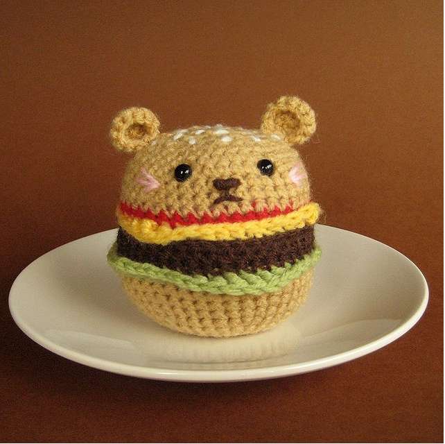 Crochet Ham(ster)burger, Based On A Kid’s Drawing - KnitHacker