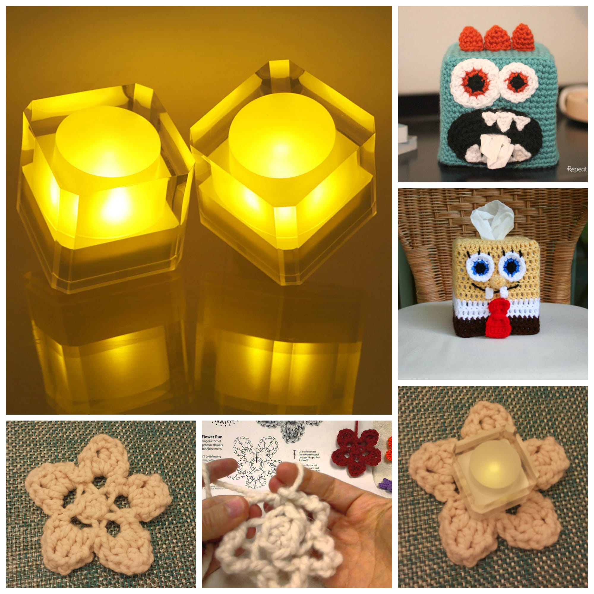 Handmade Holiday Gift Idea: Flickering LED Candle with Crochet Flower ...